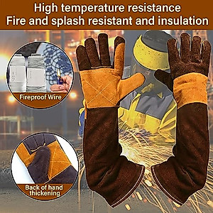 Animal Handling Gloves,Cat Bite Proof Gloves,Leather Welding Gloves For Men And Women,Multipurpose Dog Bite Gloves,Snake & Bird Handling Gloves For Cat Dog Bird Falcon Livestock Snake