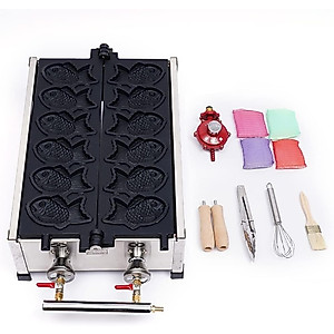 Taiyaki Making Machine, Commercial Japanese Fish Waffle Maker Baker, 6 PCS Nonstick Waffle Iron Baker Machine, Double-Sided Heating Cone Waffle Maker, Shell Baker Machine for Snack Bars