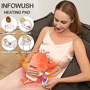 Infowush Heating Pads for Cramps, 15" Weighted Stuffed Animals Lobster Plush, Menstruation Microwavable Heating Pads with Lavender Scented