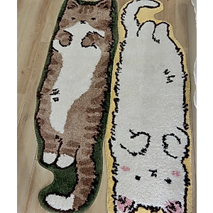 Funny Home Bedside Carpet Living Room Carpet Cloak Room Foot Mat Living Room Mat Tea Table Thick Floor Mat (Relaxing Cat, 63 * 19.7)