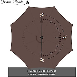 Jardin-Monde 10ft Offset Hanging Patio Umbrella, Outdoor Deck Cantilever Umbrella for Backyard, Garden, Poolside, Lawn, Outdoor Market Umbrella with Crank and Cross Base, 8 Ribs-COFFEE