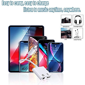 Assrid [Apple MFi Certified] 2-Pack iPhone Headphone Adapter & Splitter, 2 in 1 Lightning to 3.5mm Headphone Audio & Charger for iPhone 12/11/SE 2020/XS/XR/X/8 7/iPad/iPod, Support Call+Music Control