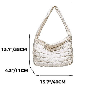Quilted Crossbody Bags For Women Large Capacity Puffer Tote Bags Unique Boho Hippe Padded Handbag Trendy Y2k Bag (Green)