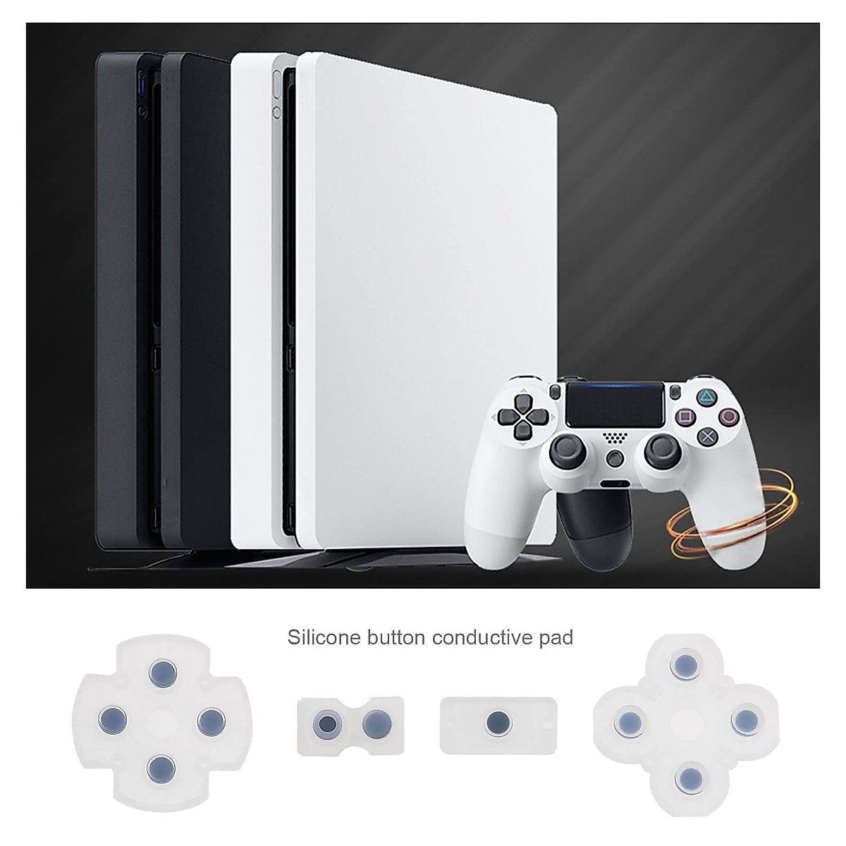 Micro Traders 3 Sets Conductive Silicon Button Pads Controller Button Replacement Repair Part Compatible with Sony Playstation 4 PS4 Controller