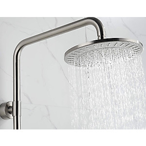 BRIGHT SHOWERS Rain System Including 9 Inch Rainfall shower head and Handheld with Height Adjustable Holder, Solid Brass Rail and 60 Inch Long Stainless Steel Shower Hose