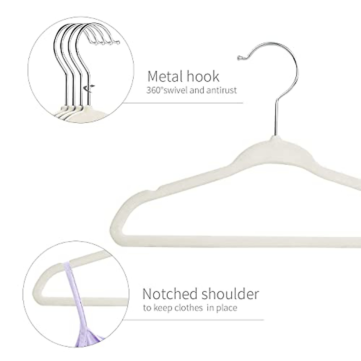 ManGotree Baby Velvet Clothes Hangers, Kids Toddler Children’s Hangers for Clothes Space Saving Non-Slip (30 Pack, Cream)