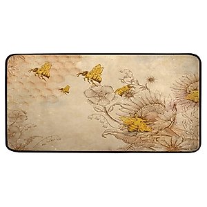 ALAZA Vintage Bee Sunflower Honeycomb Area Rug, Non Slip Runner Rugs, Comfort Floor Mats for Kitchen, Bedroom, Living Room 39x20 inch