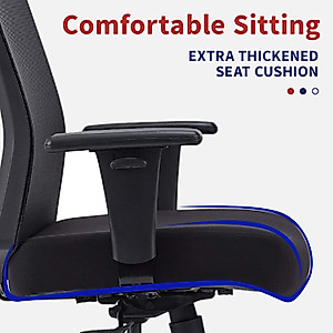 CLATINA Big and Tall Office Chair 400lbs, Heavy Duty Ergonomic Mesh Chair, Computer Executive Desk Chair with Wide Thick Seat, Adjusting Arm, Waist Support Swivel Task Seats