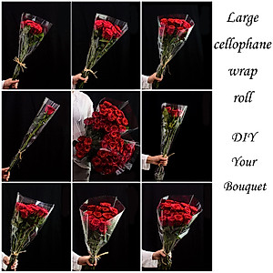 Clear Cellophane Wrap Roll 34.7” Wide x 100 Ft Long 3 Mil Thick Plastic Cellophane Wrap for Gift Baskets Heavy-duty Transparent Wrapping Paper for Flower Bouquets Large Cellophane Wrap Sheets for Arts