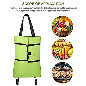 2 in 1 Foldable Shopping Cart, 2023 Capacity Foldable Shopping Bags Cart with Wheels, Portable Tote Shopping Bag with Wheels, Multifunctional Waterproof Tote Bag Grocery Bag (Orange)