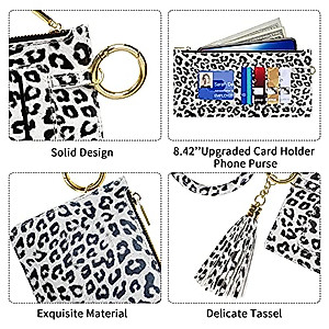Doormoon Keychain Bracelet, Cow Print Car Accessories Tassel Key Chain Wristlet Ring Circle Bangle (Upgraded ver. Phone Hoder -Cow Print)