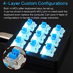 Koolertron Mechanical Numpad Macro Keyboard, 9-Key Numeric Keypad LED Backlit Gaming Keyboard, Fully Programmable Number Pad Keyboard, Computer High Ground Mechanical Macro Number Keypad