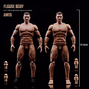 ANTSIR 6 inch Male Action Figure Body - Complex Flexible PVC Material, 17 Articulated Joints, Ideal for Cosplay and Collectibles