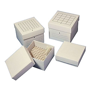Globe Scientific 3098-1 Cardboard Storage Box for 15mL Centrifuge Tubes, 49 Place, 7x7 Format, 134mm Length, 134mm Width, 115mm Height