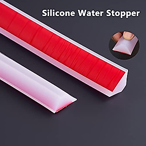 xingmeihe Collapsible Shower Threshold Water Dam Shower Barrier,Shower Door Dam Water Stopper Silicone Wet Room Bathroom (39Inch(Transparent