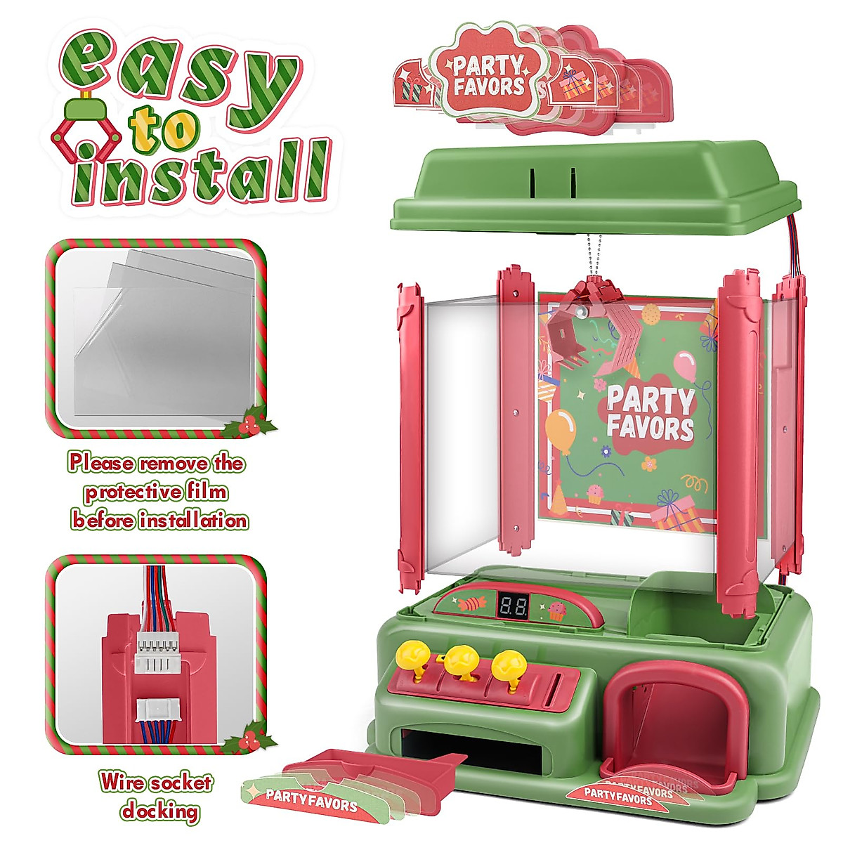 nicknack Christmas Claw Machine Toy for Kids, Arcade Games Home Mini Vending Machine Toy for Children Electronic Claw Game Prizes Toy for Kids Party Favor