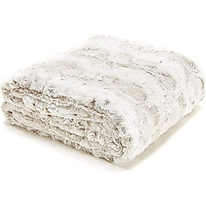 Outrageously Soft Throw Blanket - Ultra Plush Minky Faux Fur Blanket - Oversized 60 x 80 Inches - Tan