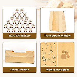 Bread Bags for Homemade Bread 25PCS Paper Bread Bags for Sourdough Large Bakery Bags with Window for Baked Food Packaging Storage Gift Giving Includes 25PCS Label Seal Stickers 13.7x8.3x3.5in