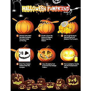 Halloween Pumpkin Carving Kit, 7 PCS Stainless Steel Professional pumpkin cutting carving supplies tools Kit, Pumpkin Carving Set with Carrying Case