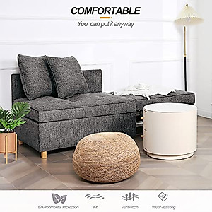 SEJOV Sofa Bed 4-in-1 Convertible Sofas & Couches, 3-Seat Linen Fabric loveseat Sofa with 2 Throw Pillow, Single Recliner for Small Space with 5 Adjustable Backrest, Dark Grey
