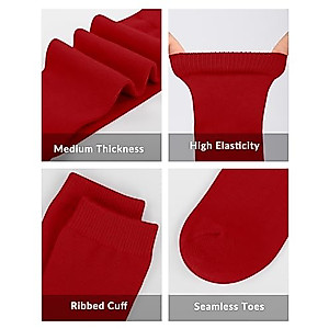 Witwot 3 Pairs Girls Knee High Socks Kids School Uniform Socks Red 6-8 Years
