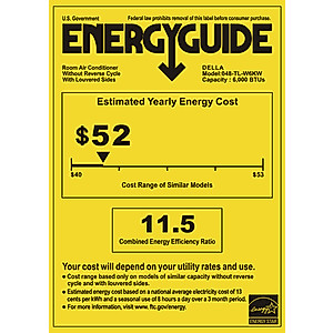 DELLA 6000 BTU 115V/60Hz Energy Saving Window Air Conditioner, Whisper Quiet AC Unit with WIFI Smart Controls, Remote, Dehumidifier, Fan, Cools Up to 250 Sq. Ft.