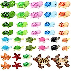 40 Pcs Miniature Turtle Figurines Resin Mini Turtle Statue Tiny Sea Turtles Fairy Accessories for Ocean Animal Landscape DIY Cupcake Cake Toppers Home Garden Terrarium Birthday Party Decorations