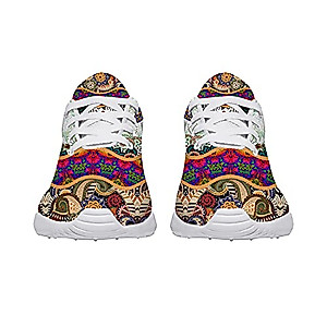 Hippie Flower with Boho Dragonfly Print Shoes for Men Women,Custom Ultra Comfort Anti-Slip Walking Tennis Sneaker Gifts for Travel,US Size 7 Women/5 Men