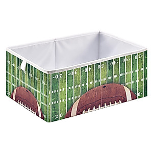 American Football Field Cube Storage Bin Foldable Storage Cubes Waterproof Toy Basket for Cube Organizer Bins for Toys Closet Kids Nursery Boys Girls Clothes Book - 15.75x10.63x6.96 IN