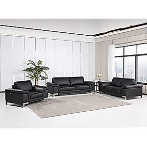 Blackjack Furniture Weston Collection Italian Leather Living Room, Den Loveseat, Black