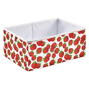 Sletend Cube Storage Bins Strawberry Fruits Collapsible Storage Baskets Foldable Fabric Storage Box for Clothes, Toys 11" x 11" x 11"