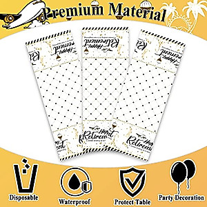 gisgfim Retirement Party Decorations Set of 3 White and Gold Happy Retirement Tablecloth for Retirement Party Supplies Table Cover Table Decorations