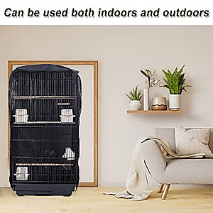 SYOOY Bird Cage Cover Good Night Birdcage Cover Universal Blackout Bird Parrot Cage Cover Durable Washable for Parakeets Lovebirds Budgies Macaw Conure Square Cages - Black