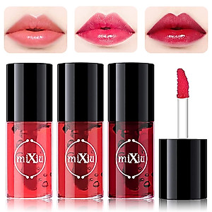 3 Colors Lip Stain Tint Set, Waterproof&Long Lasting Mini Liquid Lipstick Hydrating Moisturizing Lip Cheeks And Eyes,Natural Glossy Korean Lip Tint Stain Easy Application, Non-Stick(1#2#3)