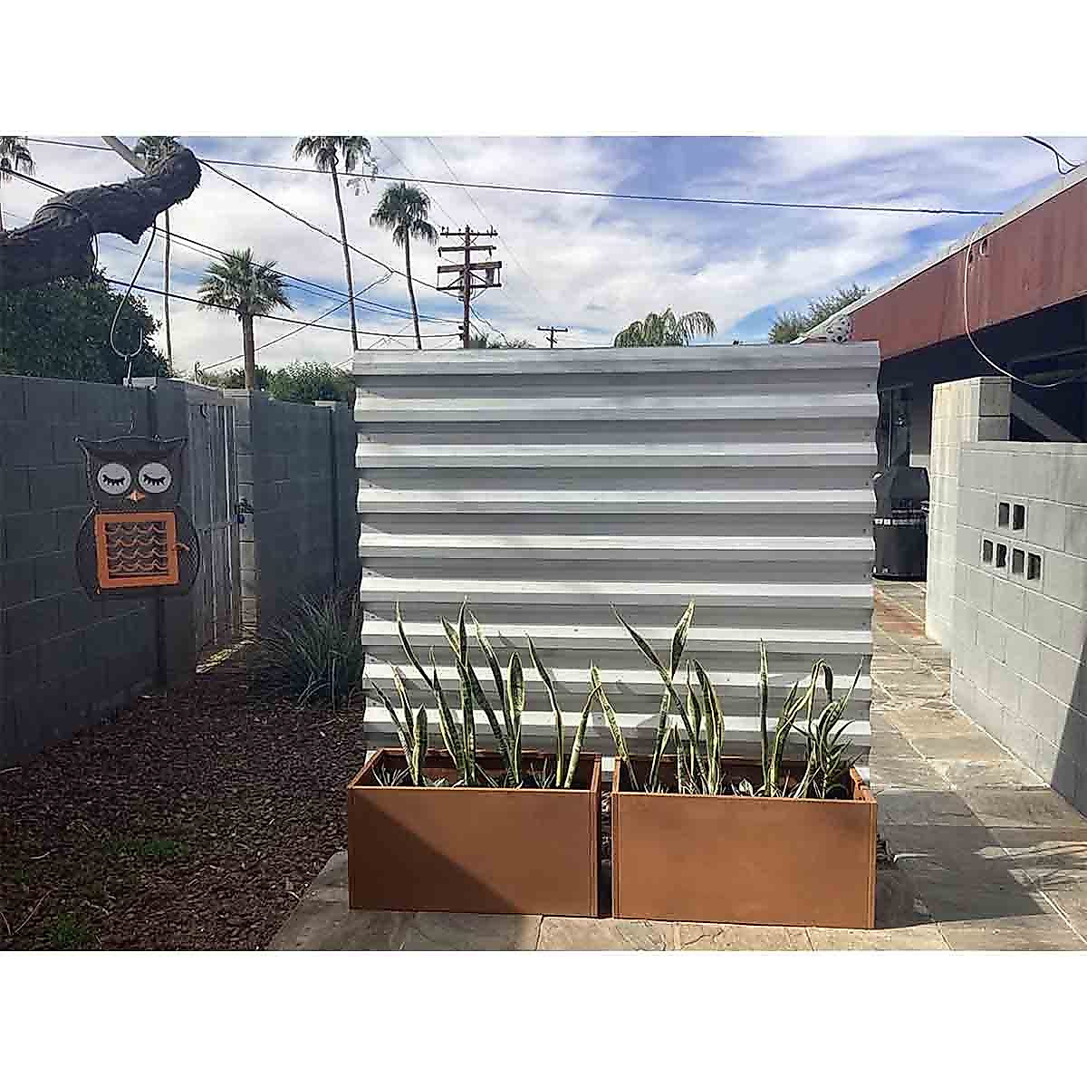 GZGNEEVL Corten Steel Planter Box Rectangular Planters Large Outdoor Planter Metal Planter Box for Tall Plant Trough Rustic Patina for Garden Yard Commercial Residential Farm 16 in x 31.5 in x 16 in