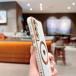 JFWEN Magnetic Phone Case for Samsung Galaxy S22 Plus Case Compatible with MagSafe Cute Love Heart Shockproof Full Camera Lens Protection Soft Back Cover for Galaxy S22 Plus 5G 6.6''-Pink