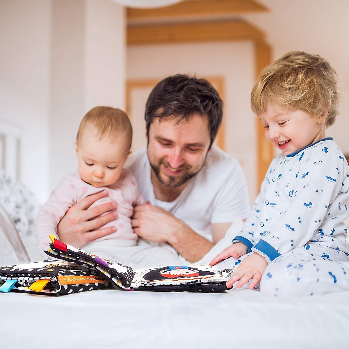 Soft Cloth Books Baby Books-2Pack for Infant Toddler Kids, Colorful High Contrast, Crinkle Washable Chewable Non-Toxic Early Educational Bath Books, Babies & Faces & Out Going Themes, Giftable