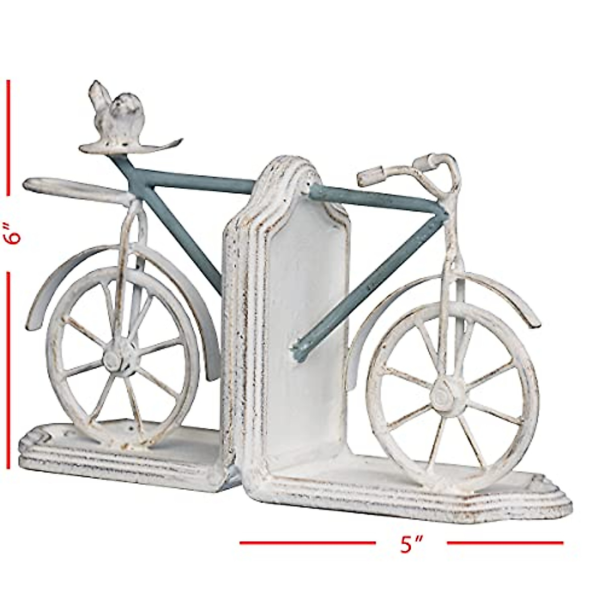 Foreside Home & Garden White Set of 2 Metal Bicycle Bookends FDDD10014, Multi