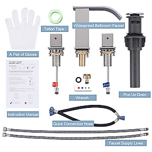 ARCORA Brushed Nickel Waterfall Bathroom Faucet - 8 Inch Widespread Bathroom Faucets for Sinks 3 Hole, Modern 2 Handles Bathroom Sink Faucet with Pon Up Drain and cUPC Supply Lines