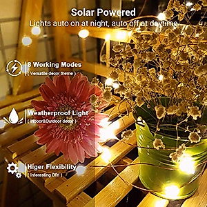 Brizled Solar String Lights, 2 Pack 39.37ft 120 LED Solar Fairy Lights, 8 Modes Outdoor Solar Fairy Lights String with Memory, Waterproof Solar Twinkle Lights for Christmas Garden Party, Warm White