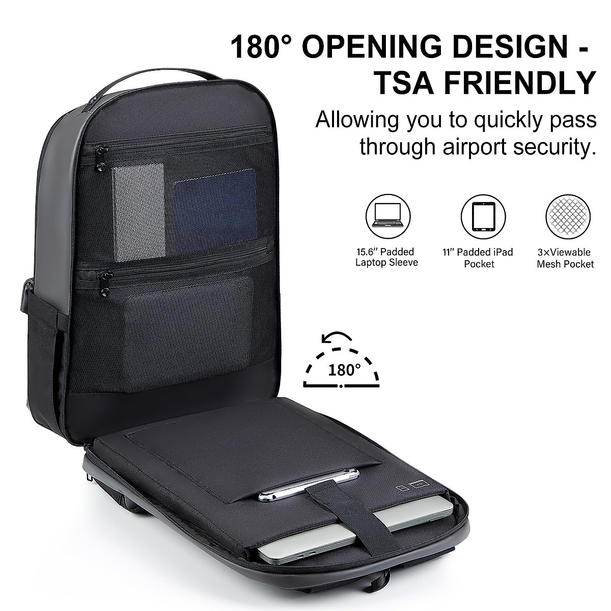 Hanke Carry on Backpack Toiletry Travel Laptop Backpack for Men & Women, Durable Rucksack Weekender Bag Daypack(Mineral Grey)