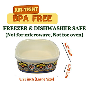 GODAGE 6-Piece Melamine Food Storage Containers with Airtight Lids, Nesting Bowl Set, Stackable & Unbreakable, BPA-Free, Dishwasher & Freezer Safe (Square)