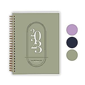 Rileys 2023 Weekly Planner - Annual Weekly & Monthly Agenda Planner, Jan - Dec 2023, Flexible Cover, Notes Pages, Twin-Wire Binding (8 x 6-Inches, Green)