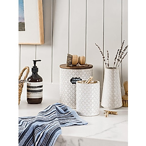 LE TAUCI Food Storage Containers with Airtight Lids, 78/25 oz Ceramic Flour and Sugar Canisters Sets, Embossed Large Jars for Pasta, Oats, Coffee Bean, Cookies, Rice, Grains, Tea - Set of 2, Fireworks