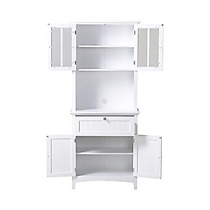 American Furniture Classics OS Home and Office Buffet and Hutch with Framed Glass Doors and Drawer, Large, White