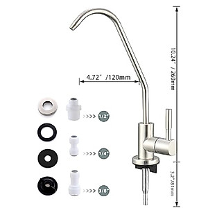 Drinking Water Faucet,Easy to Install Lead-Free Sink RO Faucet,Water Filter Faucet for Kitchen Bar Sink,Brushed Nickel SUS304 Reverse Osmosis Faucet