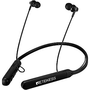 Retekess TR108 FM Radio Headphones, Radio Headset with Bluetooth, Support FM Stereo, Bluetooth Call, Rechargeable Battery and Digital Display, Suit for Walking (Neckband)