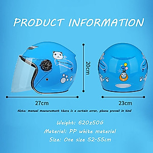 Cute Kids Motorcycle Helmet, 3/4 Boys Girls Vespa Open Face Helmet Youth Novelty Small Helmet, DOT Approved Children Scooter Cruiser Motorbike Crash Four Seasons Helmet Cap with Visor -B-50-55CM