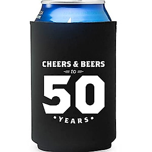 Happy Birthday and Wedding Anniversary Insulated Can Beverage Sleeve Coolers for Beer, Water, Soda - 13 Pack (50th Birthday)