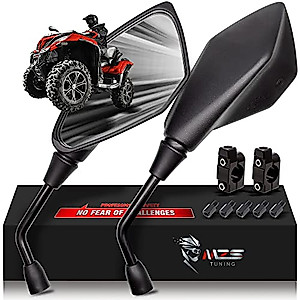 MZS ATV Mirrors, Motorcycle Rearview Mirror Handlebar Mount Universal Rear View Accessories Side Compatible Motorbike Dirt Bike Quad Street Bike Adventure Snowmobile Scooter Coolster Moped GY6 ATV's